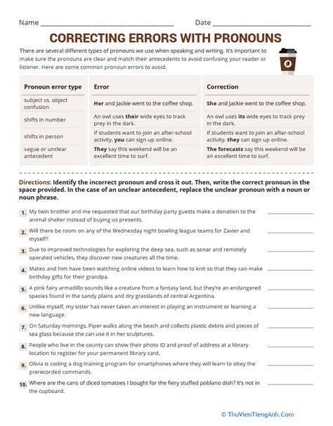 Correcting Errors With Pronouns Thư Viện Tiếng Anh
