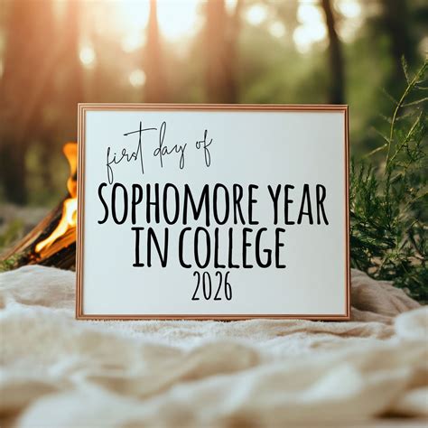 First Day Of Sophomore Year In College 2026 Printable Sign Minimal B