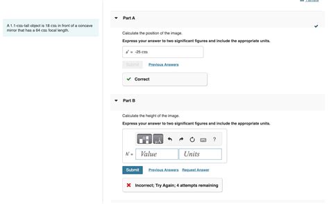 Solved A 1 1 Cm Tall Object Is 18cm In Front Of A Chegg Com