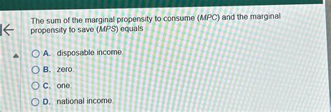 The Sum Of The Marginal Propensity To Consume Mpc