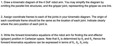 Solved 1 Draw A Kinematic Diagram Of The 4 Dof Robot Arm You May