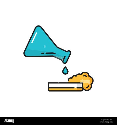 Genetics Modifications Scientific Research Flask And Flaming Substance Isolated Line Icon