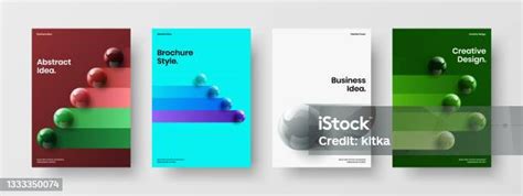 트렌디 한 핸드빌 A4 디자인 벡터 템플릿 세트 현대 현실적인 공 커버 레이아웃 번들 A4 용지에 대한 스톡 벡터 아트 및 기타 이미지 A4 용지 개념 개체 그룹