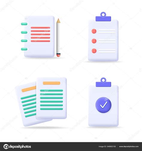 Notebook Icon Set Vector Illustration Checklist Diary Clipboard With Check Mark Notepad