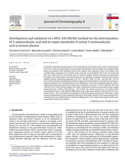 Pdf Development And Validation Of A Hplc Esi Msms Method For The