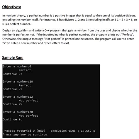 Solved Objectives In Number Theory A Perfect Number Is A Chegg