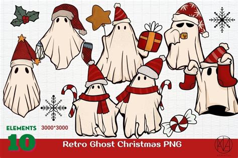 Retro Ghost Christmas Png Graphic By Momixzaa Creative Fabrica