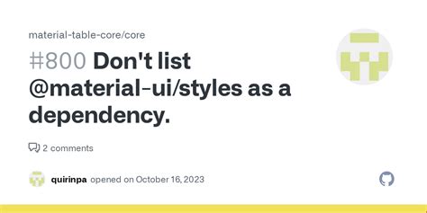 don t list material ui styles as a dependency · issue 800 · material