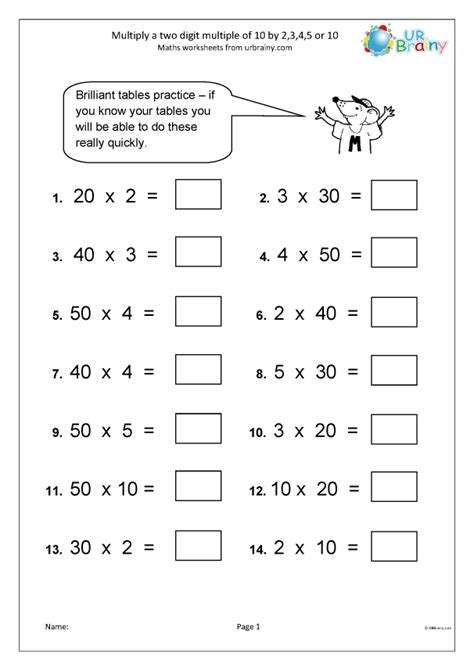 Multiply A Multiple Of 10 By 2 3 4 5 Or 10 Multiplication Maths