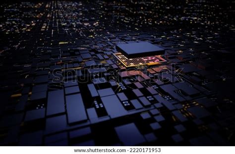 3d Rendering Microprocessor Cpu Chipset Central Stock Illustration