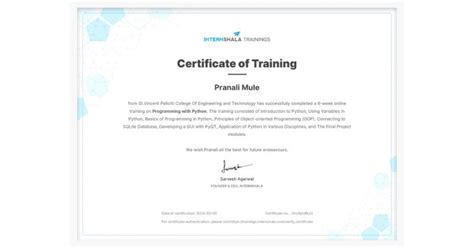 pranali mule on linkedin successfully completed the programming with