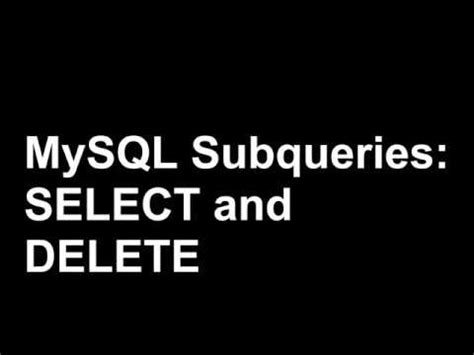 MySQL Subqueries YouTube