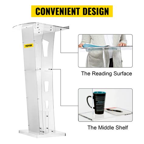 Vevor Acrylic Podium 45 Tall Plexiglass Podium 268x15 Table Acrylic Pulpits For Churches