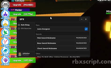 sword factory x auto dungeon scripts rbxscript