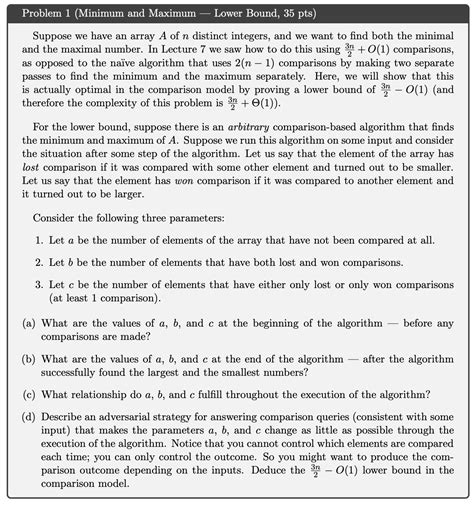 solved problem 1 minimum and maximum lower bound 35 pts