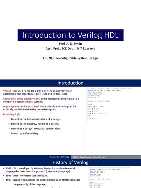 Introduction To Verilog Pdf Hardware Description Language Logic Gate