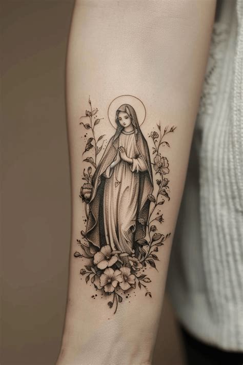 Spiritual Elegance Tattoo Designs Of Virgin Mary For Faithful Souls