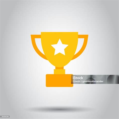 트로피 컵 평면 벡터 아이콘입니다 간단한 상자 기호입니다 회색 배경에 금 그림입니다 1에 대한 스톡 벡터 아트 및 기타 이미지 1 경기 스포츠 경쟁 Istock