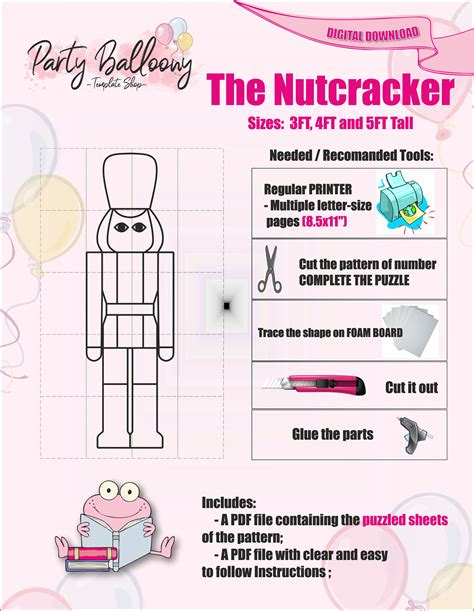 Mosaic Nutcracker Balloon Template Ft Ft And Ft Nutcracker Etsy