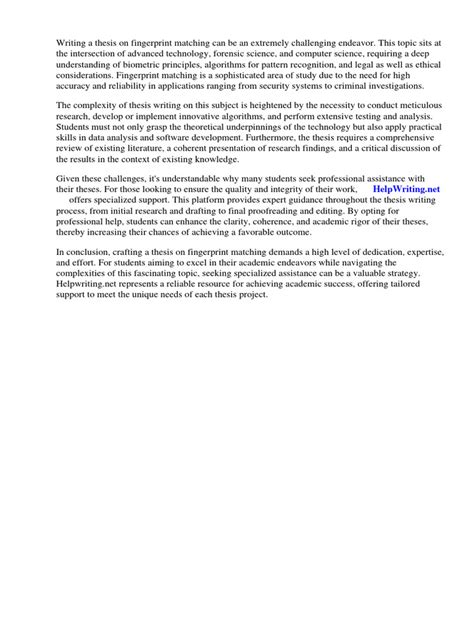 Thesis On Fingerprint Matching Pdf Fingerprint Biometrics