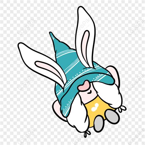 녹색 모자 노란색 정장 부활절 귀여운 일러스트 만화 토끼입니다페스티벌계란 Png 일러스트 무료 다운로드 Lovepik
