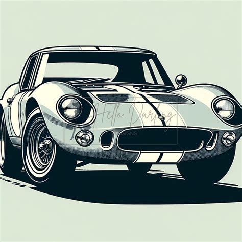 Retro Sports Car Illustration Png Digital Download Etsy