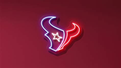 Houston Texans Wallpaper 4k Neon Sign Logo Red Background