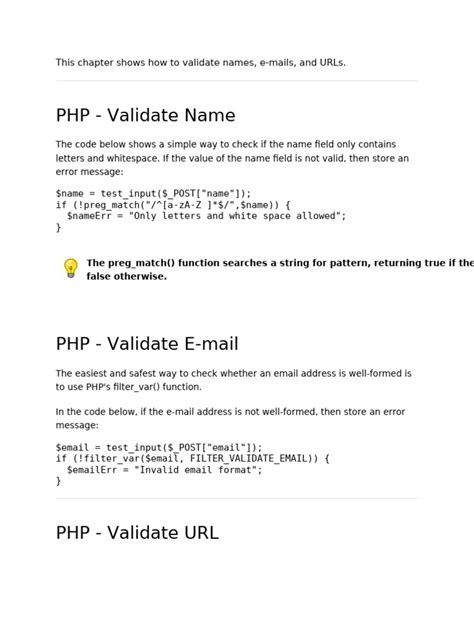 This Chapter Shows How To Validate Names And Email Pdf Php