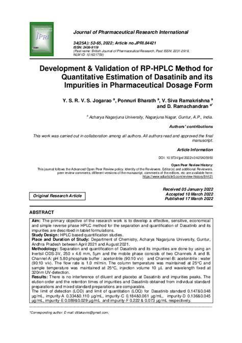 pdf development and validation of rp hplc method for quantitative