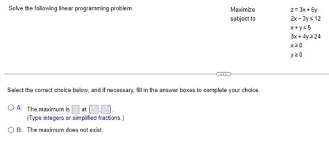Solved Solve The Following Linear Programming Problem Chegg