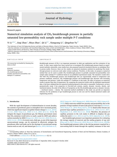 Pdf Numerical Simulation Analysis Of Ch4 Breakthrough Pressure In Partially Saturated Low