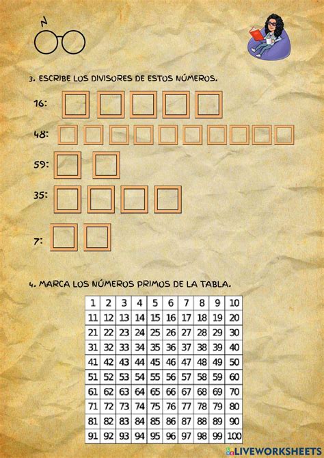 Números Primos Free Interactive Worksheets 2243231