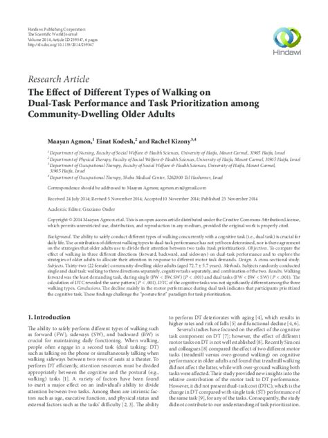 Pdf The Effect Of Different Types Of Walking On Dual Task Performance