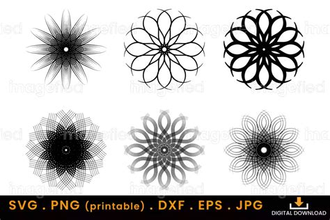 Mandala Svg Bundle Of 6 Mandala Designs Svg Vector Illustrations Beautiful Geometric Floral