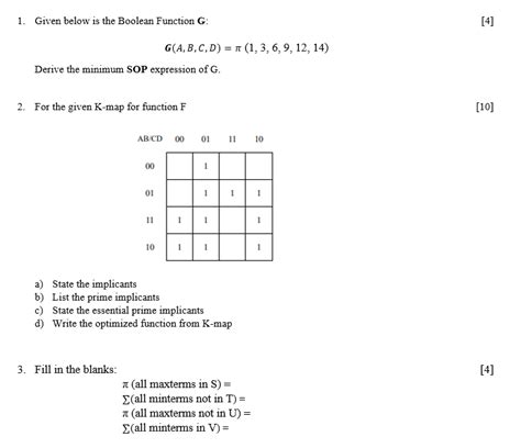 Solved Given Below Is The Boolean Function G Chegg Com