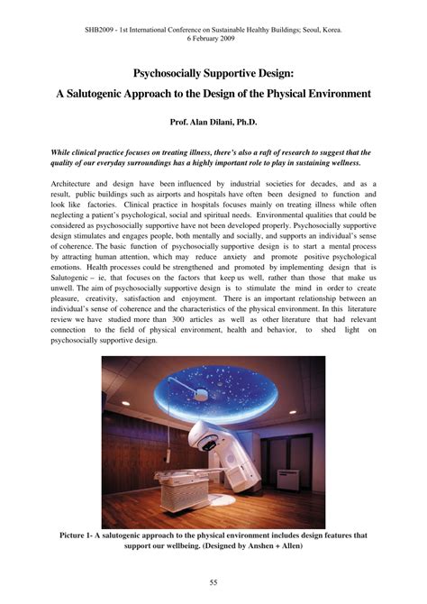 Pdf Psychosocially Supportive Design A Salutogenic Approach To The Design Of The Physical