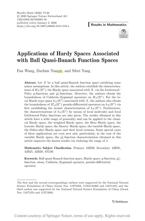 Applications Of Hardy Spaces Associated With Ball Quasi Banach Function Spaces Request Pdf