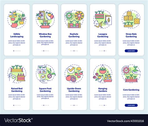Gardening Methods Onboarding Mobile App Screen Set