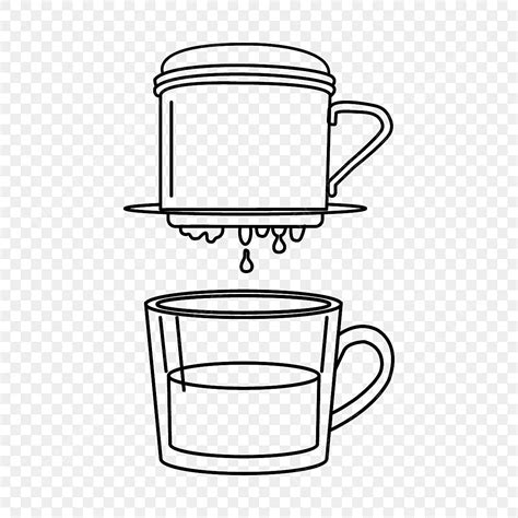 흑백 선화의 베트남 드립 커피 커피 일러스트 검정색과 흰색 초안 베트남 Png 일러스트 및 벡터 에 대한 무료 다운로드