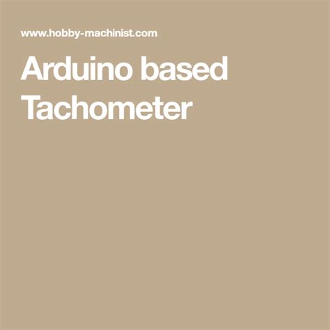 Arduino Based Tachometer