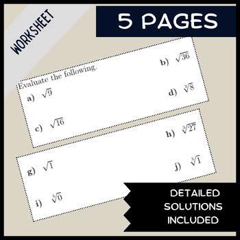 Square And Cube Roots Integers Decimals And Fractions Worksheet With Solutio