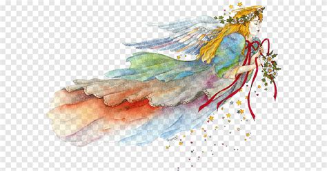 천사 그림 크리스마스 천사 선물 휴가 손으로 그린 수채화 천사 사랑 수채화 그림 Png Pngegg