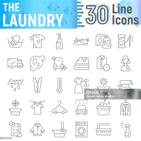 세탁 선 아이콘 세트 깨끗 한 기호 컬렉션 벡터 스케치 로고 삽화 세척 표지판 선형 무늬 패키지에 고립 된 백색 배경 10에 대한 스톡 벡터 아트 및 기타 이미지 Istock