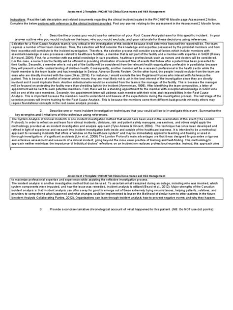 Assessment 2 Rca Template And Short Answers1 Pdf