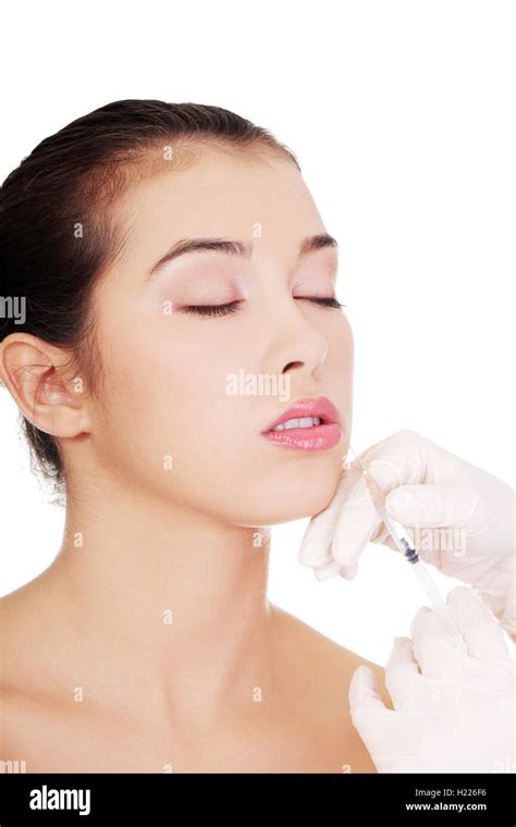 Cosmetic Botox Injection In The Female Face Stock Photo Alamy
