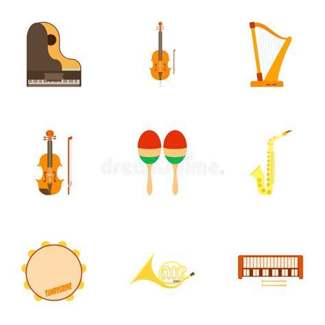 Musical Instruments Icons Set Cartoon Style Stock Vector
