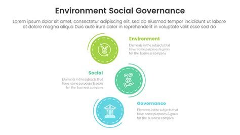 Esg 환경 사회 및 거버넌스 인포그래픽 슬라이드 프레젠테이션을 위한 수직 스택 원 방향이 있는 3점 스테이지 템플릿 아이콘에 대한 스톡 벡터 아트 및 기타 이미지 Istock