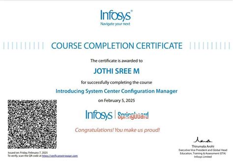 Infosys Certification Sccm Systemmanagement Itinfrastructure Jothi Sree M