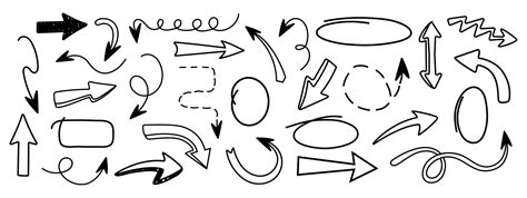 Set Of Arrows In Trendy Style Hand Drawn And Doodle Textbox And