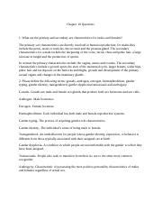 Chapter 10 Questions Docx Chapter 10 Questions 1 What Are The Primary And Secondary Sex